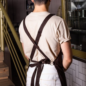 Black Poly Cotton Apron With Cross Back Straps, Functional Pocket and ...
