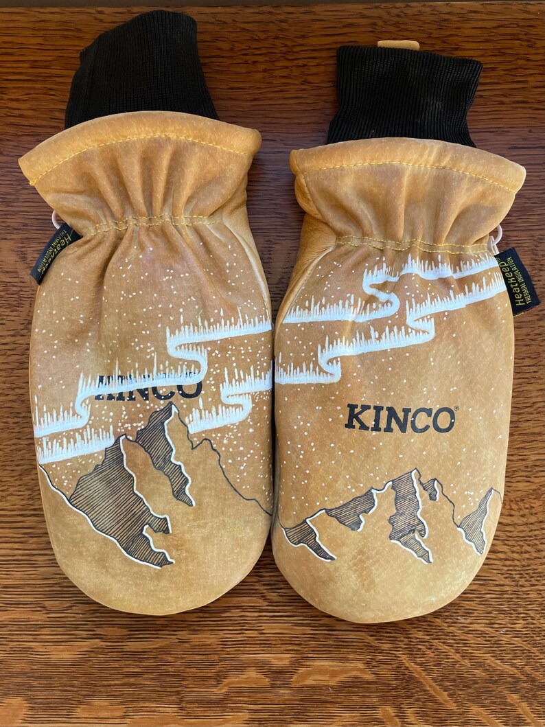 Custom Kinco Mittens Mountain Design - Etsy
