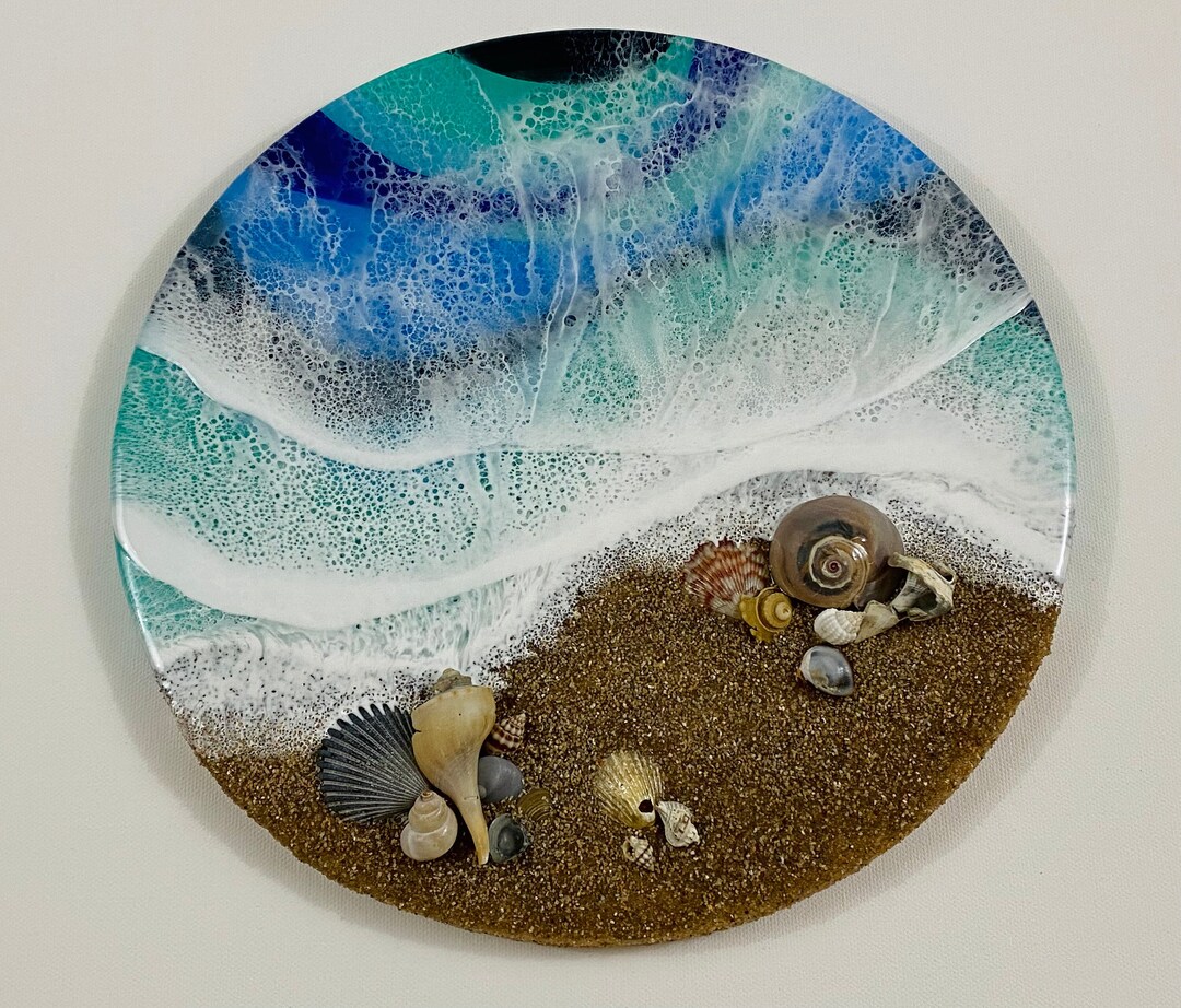 Blue Green Beach Beauty With Shells 12 Round - Etsy