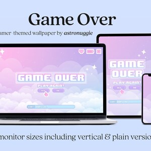 Game Over Pastel Desktop Wallpaper Background Retro Pixel Pink & Purple ...