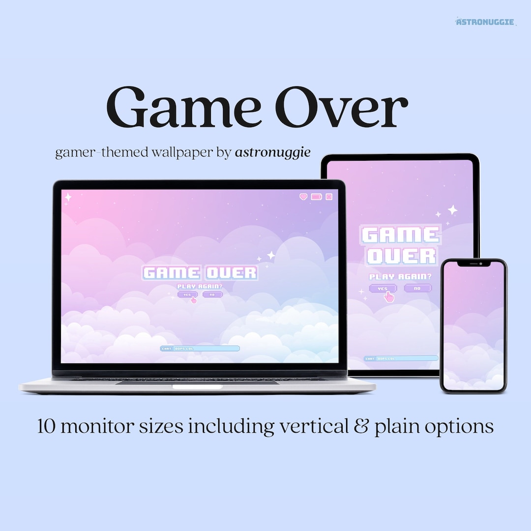 Game Over Pastel Desktop Wallpaper Background | Retro Pixel Pink ...