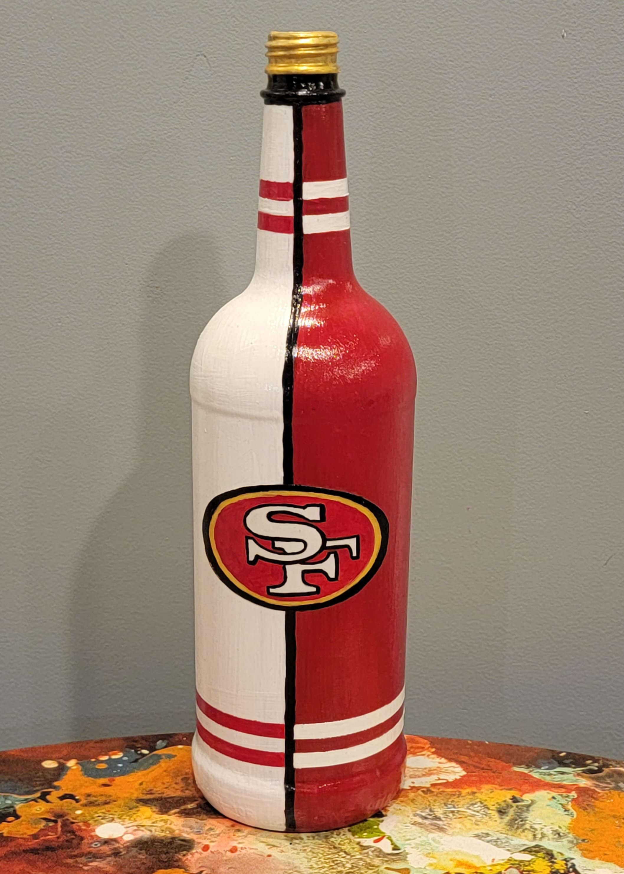 San Francisco 49ers Themed Painted Wine Bottle - Etsy