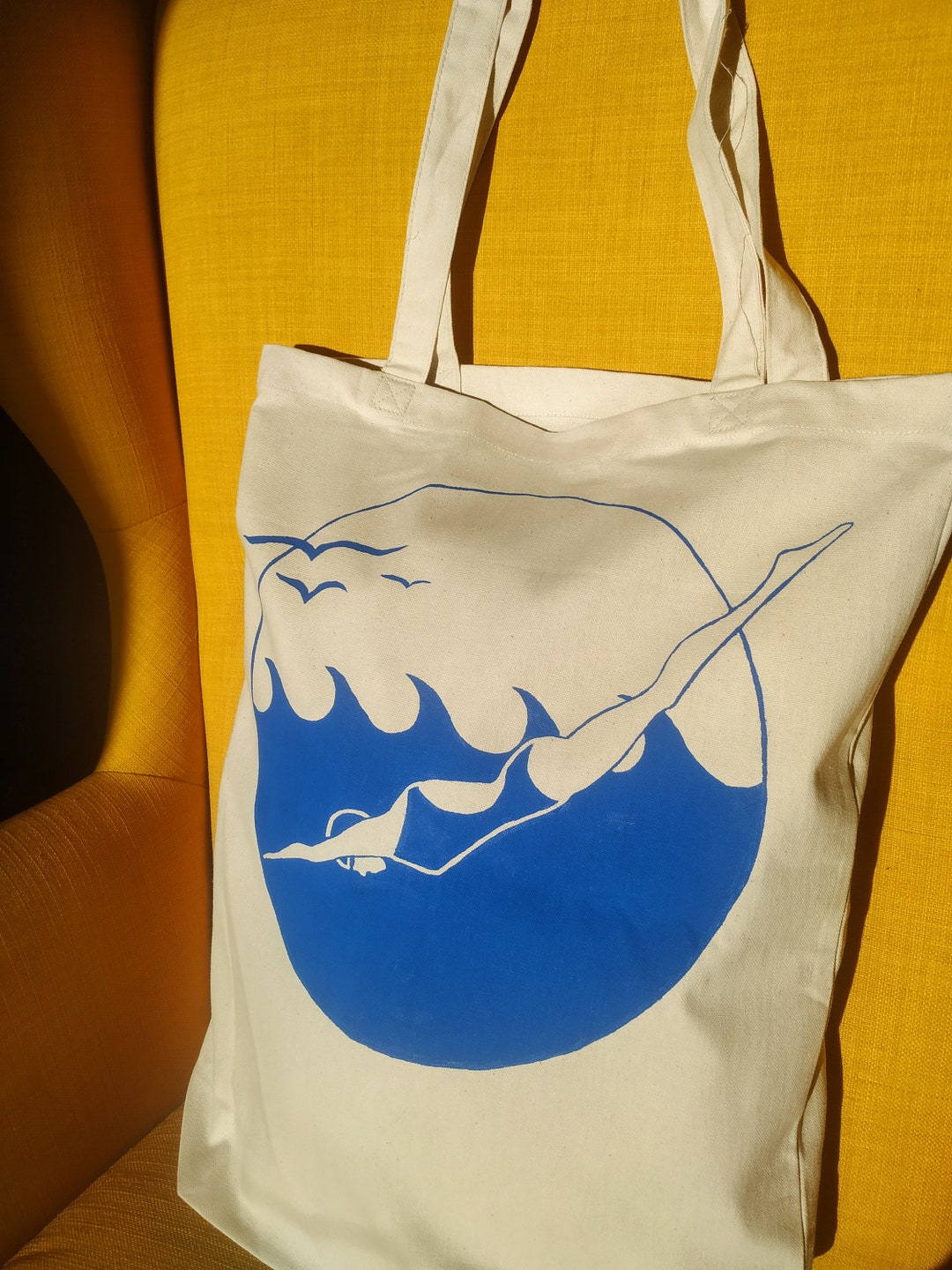 Large Swim Tote Bag. Screen Print. Handmade in Worthing, England. - Etsy