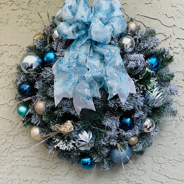 Blue Christmas Wreath - Etsy