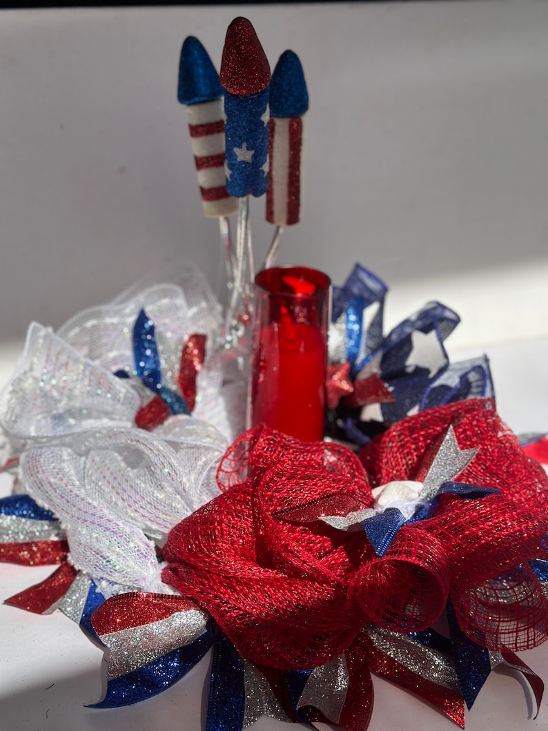 Patriotic Centerpiece With Led Candle, for Table Top or Side Table - Etsy