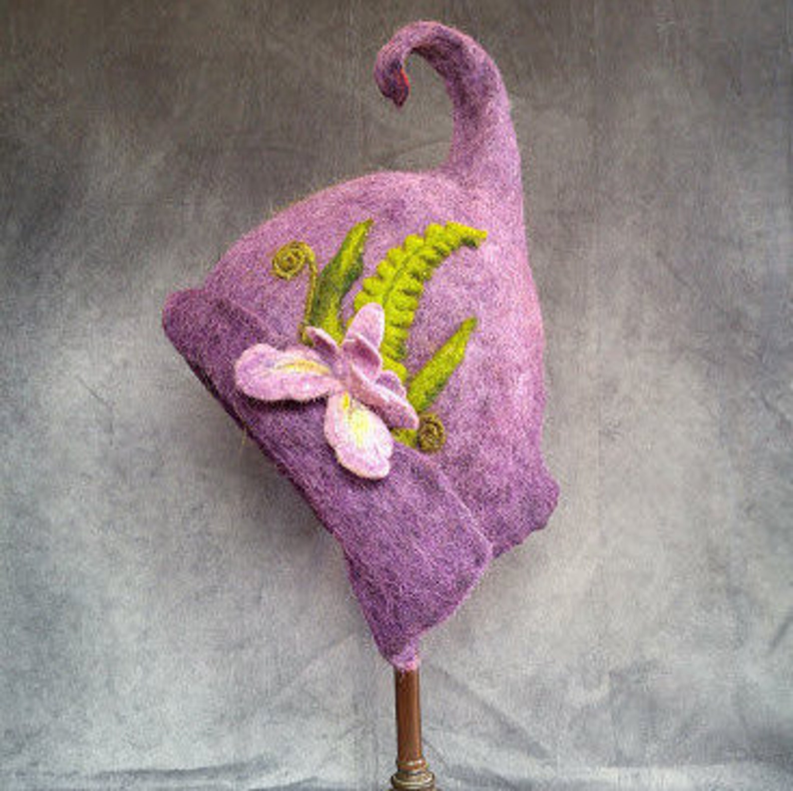 Felt Hat ~ Wild Iris & Ferns, Custom Hat, Cottagecore Witch Hat ...
