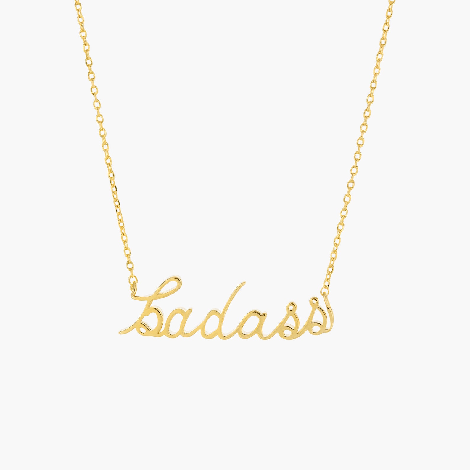 18K Gold Plated Motivational Word Necklace Badass Boss - Etsy
