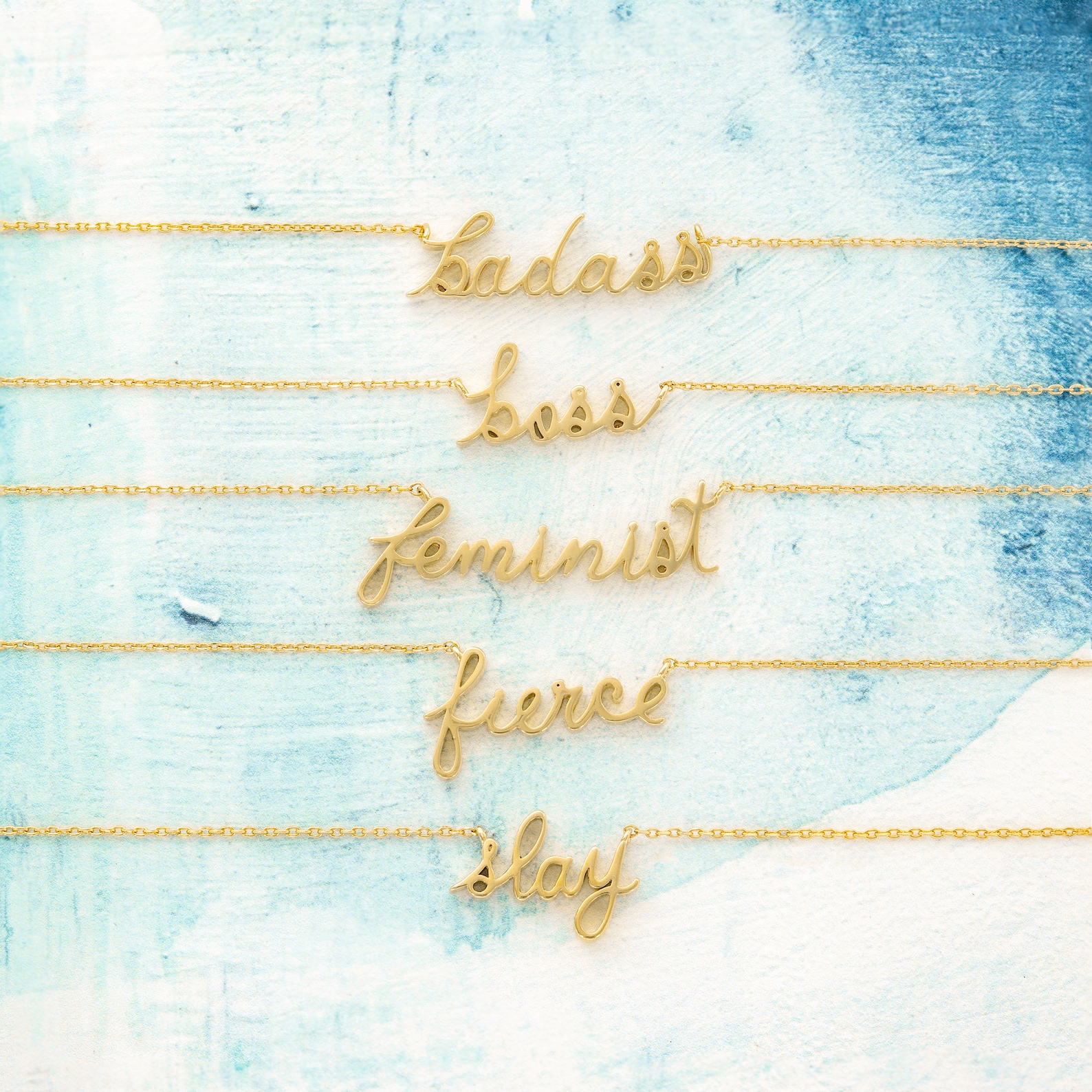 18K Gold Plated Motivational Word Necklace Badass Boss - Etsy