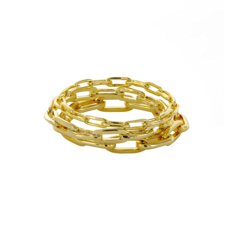 Set of Three Paperclip Chain Rings - Geometric Link Band Ring - Multi ...