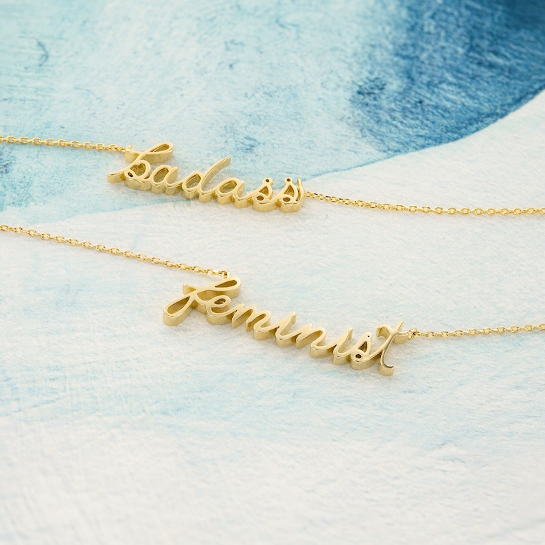 18K Gold Plated Motivational Word Necklace Badass Boss - Etsy