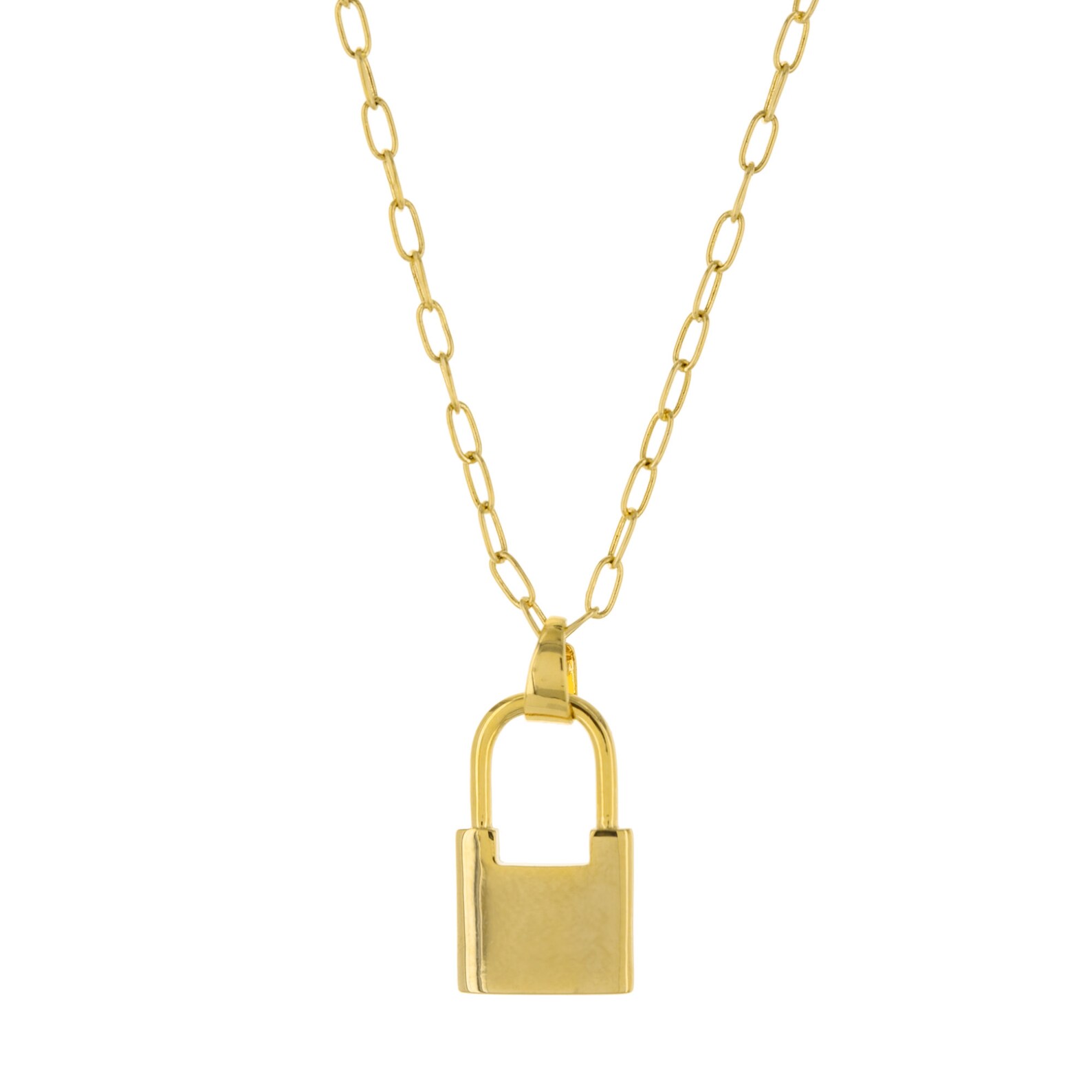 Everyday Lock Pendant Necklace - Padlock Charm Necklace - Gold Plated ...