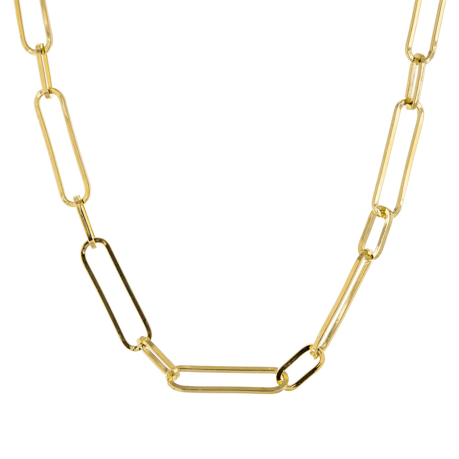 Geometric Oval Link Chain Necklace Gold Plated Stacking - Etsy