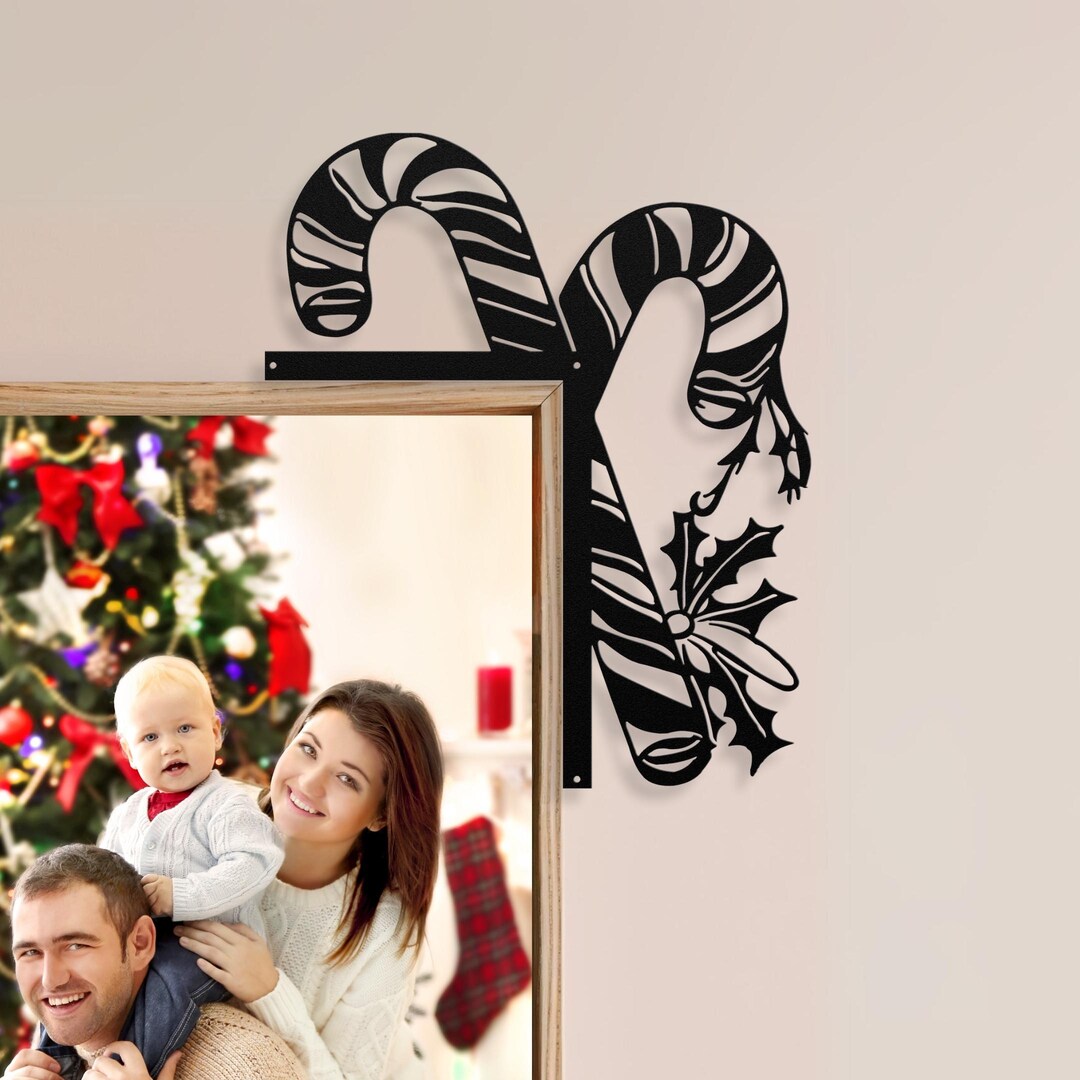 Candy Cane Christmas Door Frame Corner Topper Decorations Metal Sign - Etsy