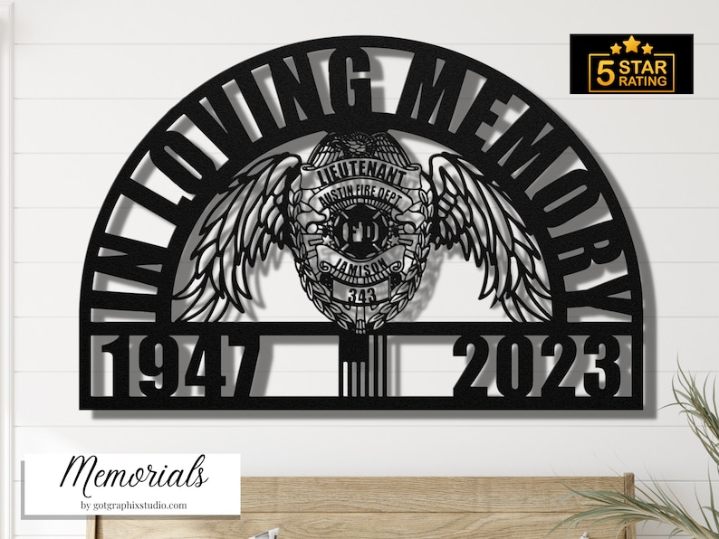 Firefighter Badge Memorial Custom Sign Personalized Loss of - Etsy