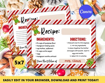 Christmas Recipe Card Printable PDF - Etsy