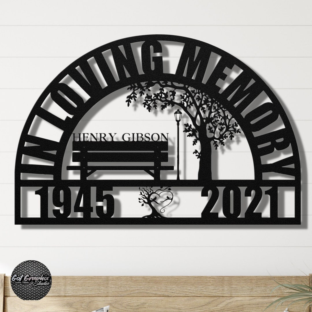 Empty Park Bench Memorial Sign Personalized Memorial Garden Sign ...