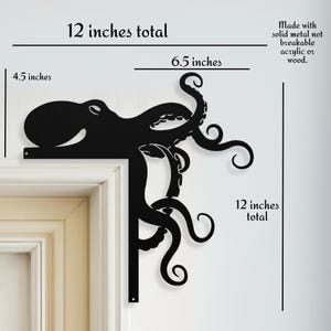 Octopus Beach House Decor Door Frame Topper Metal Coastal Living Room ...