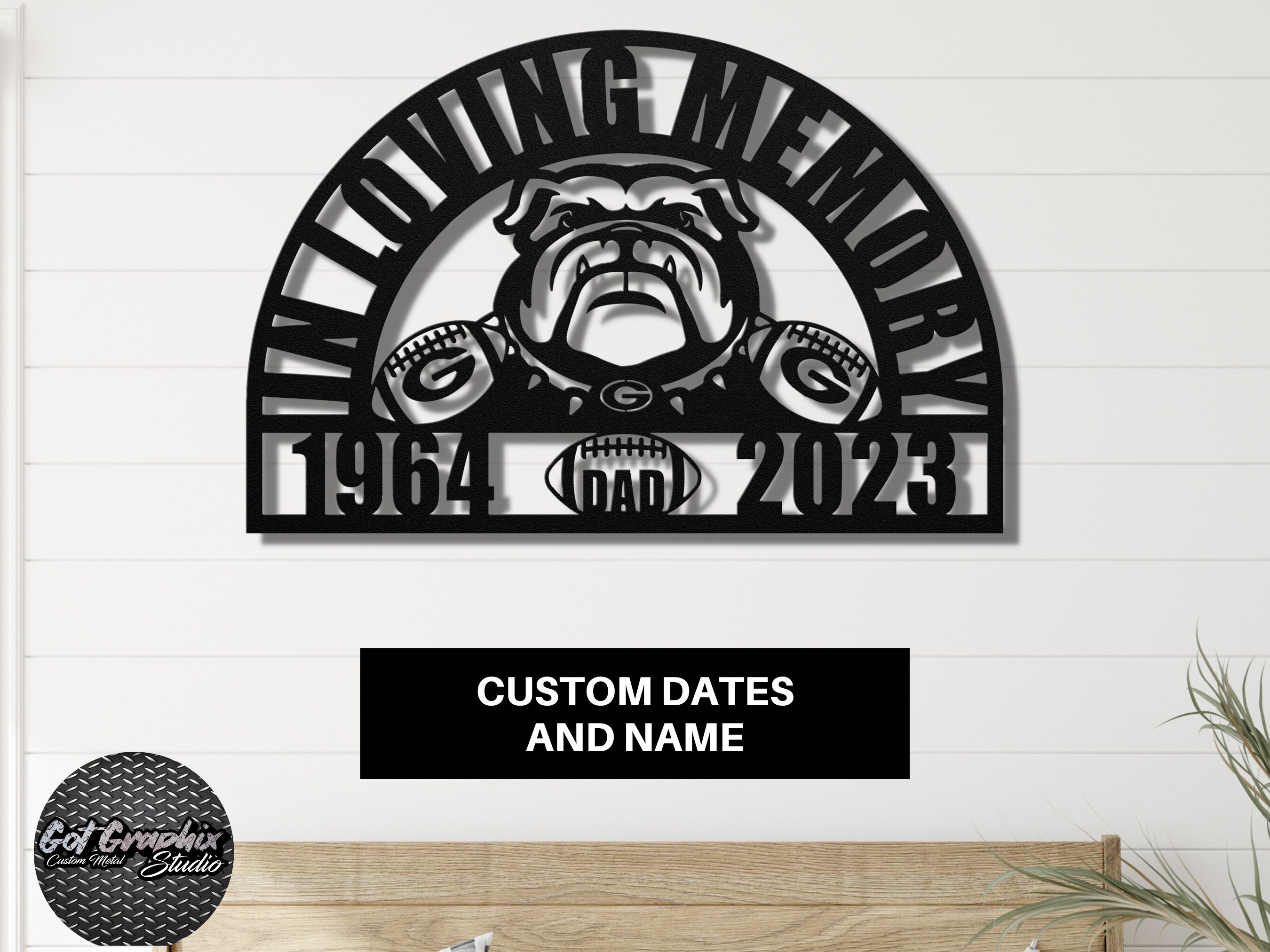 Georgia Bulldogs Memorial Sign, Custom Football Sympathy Gift for Men ...