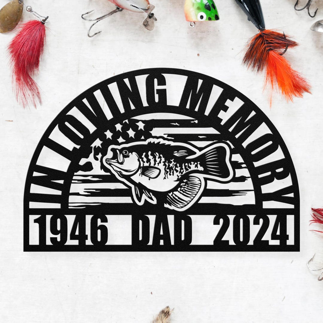 Fisherman Memorial Gift | Personalized Crappie Fish American Flag Dad ...