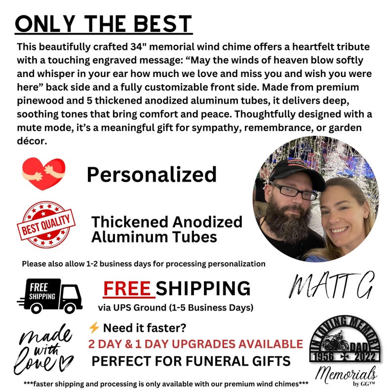 Black Memorial Wind Chimes for Men Personalized 48 Chevy Truck ...