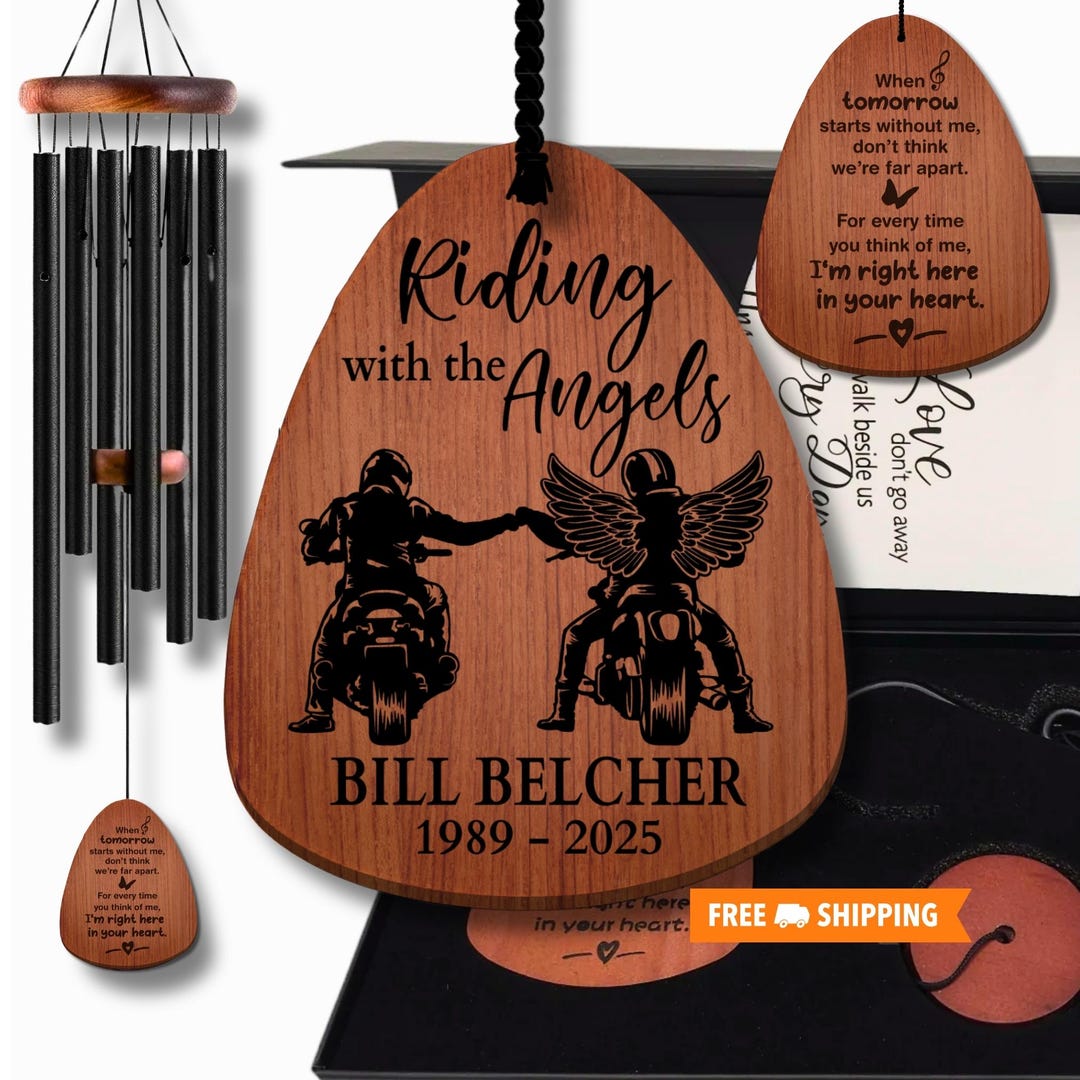 Motorcycle Memorial Wind Chimes Gift Box | Sympathy Gift for Dad ...