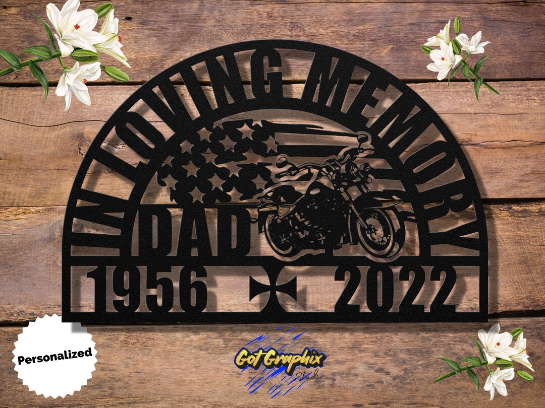 American Flag Motorcycle Sympathy Gift Loss of Father Gift, Dad ...
