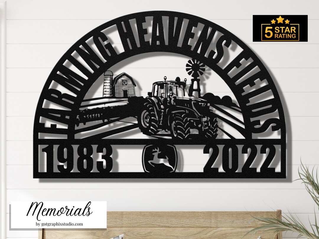 Memorial Gift for Farmer John Deere Modern Tractor Farmhouse Wall Decor ...