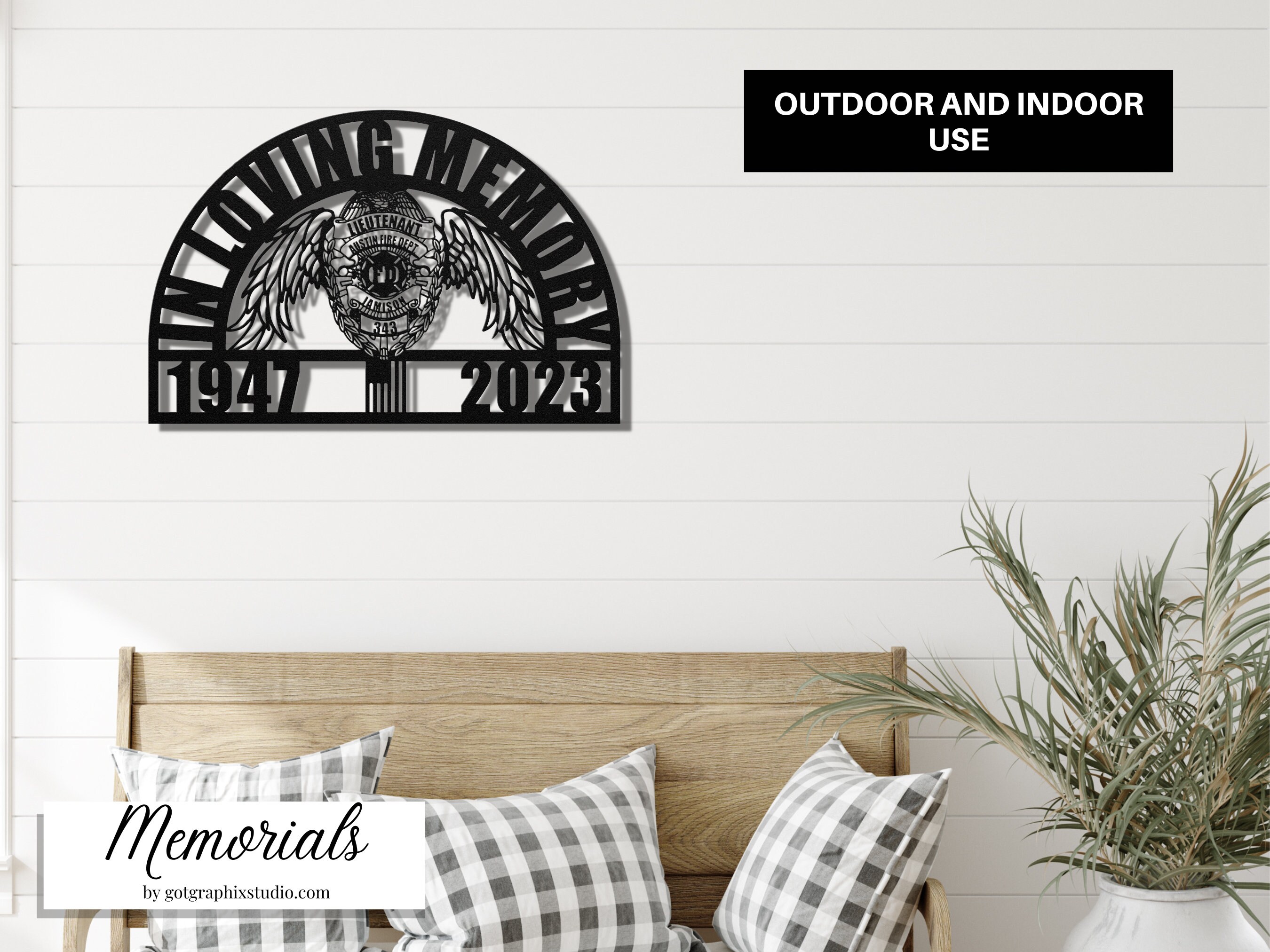 Firefighter Badge Memorial Custom Sign Personalized Loss of - Etsy