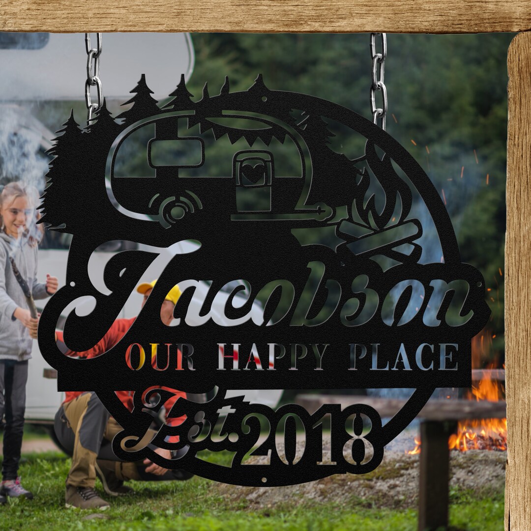 Wilderness Retreat Campsite Camping Sign Personalized With Family Name ...