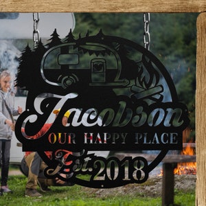 Wilderness Retreat Campsite Camping Sign Personalized With Family Name ...