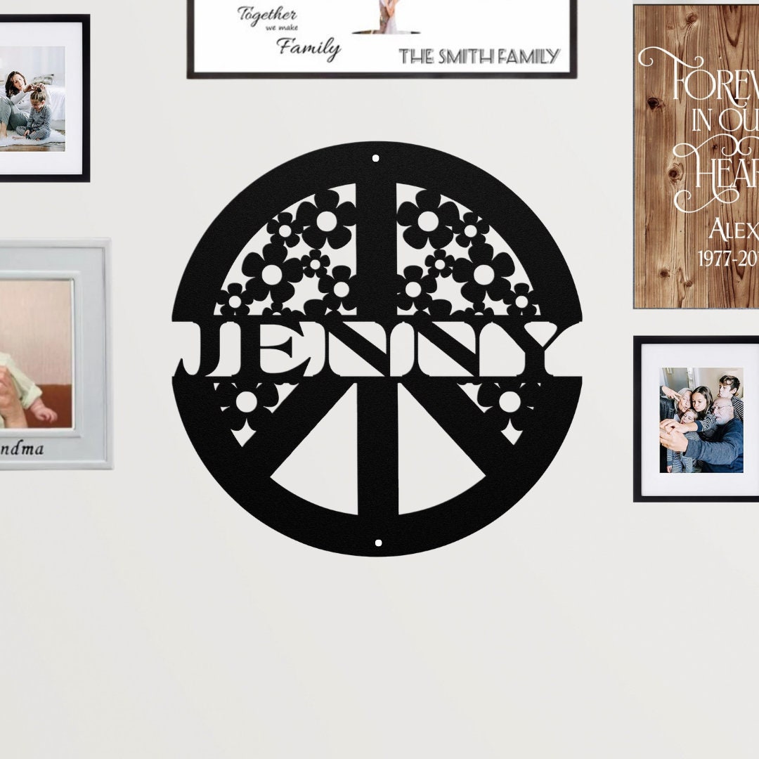 Personalized Metal Peace Sign Hippy Home Decor - Etsy