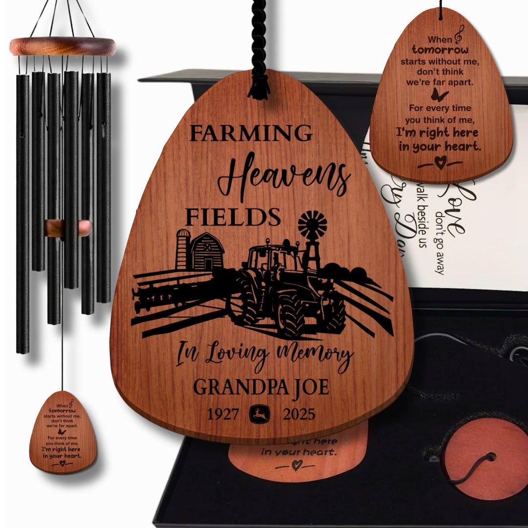 Personalized Farmer Memorial Windchimes Custom Tractor Remembrance Wind ...