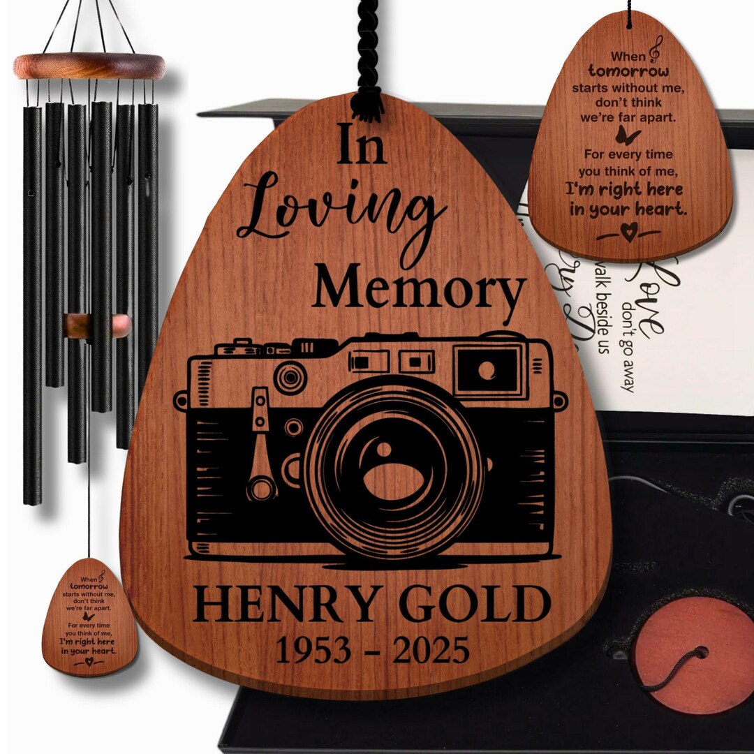 Personalized Photographer Memorial Gift Camera Sympathy Wind Chime ...