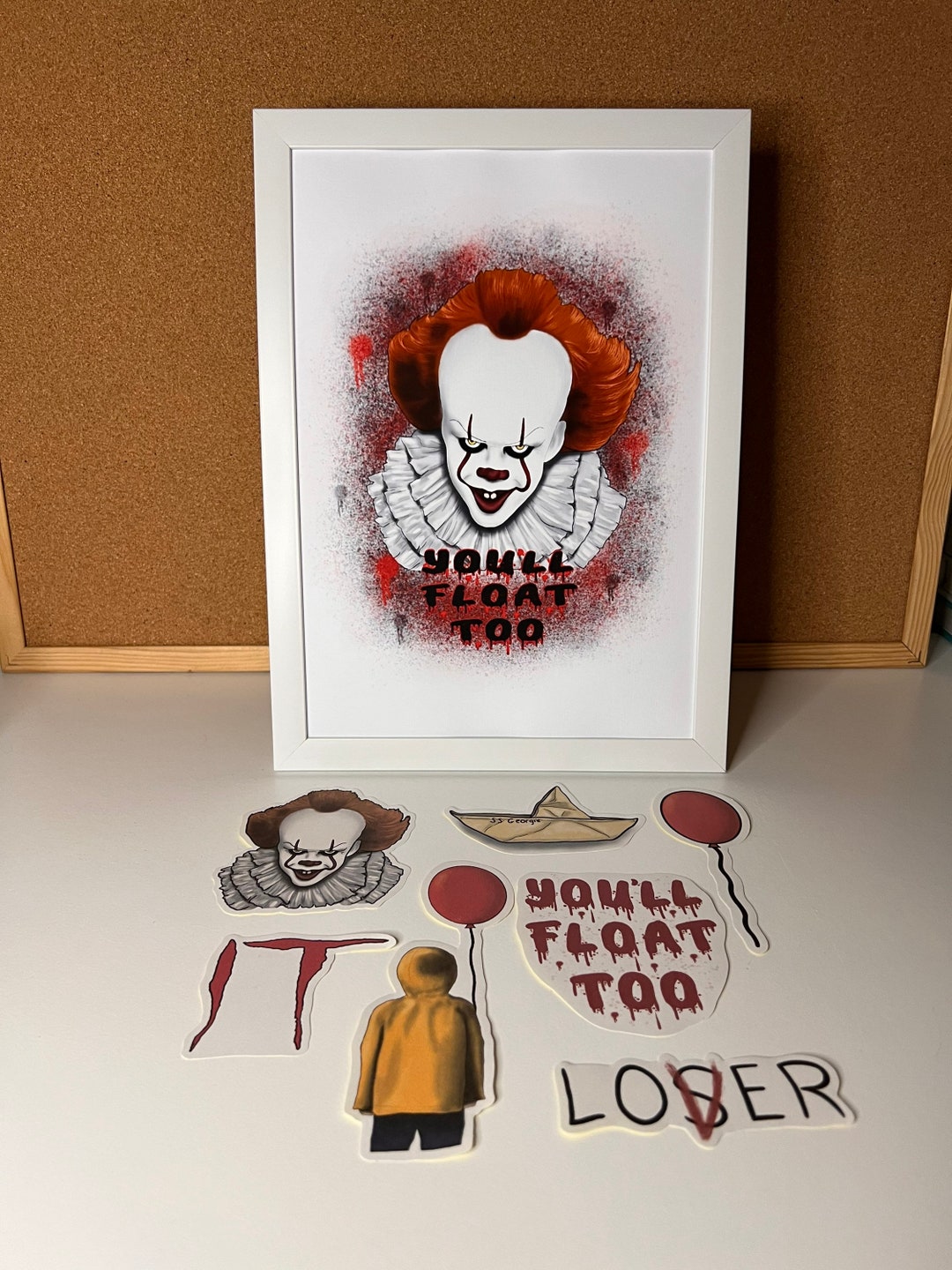 IT Stickers Set & Pennywise A4 Art Print Combo Stephen King, Horror ...