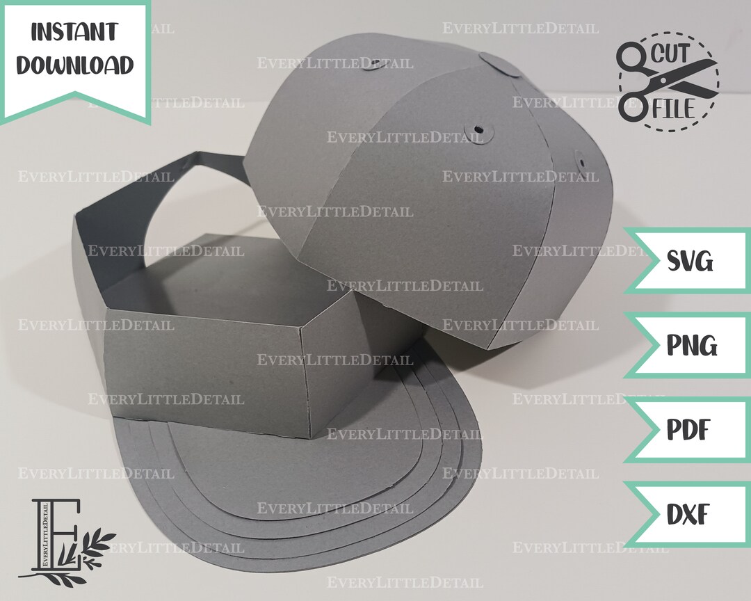 Baseball Hat Box // Baseball Cut File // Baseball Cap // SVG Cut File ...
