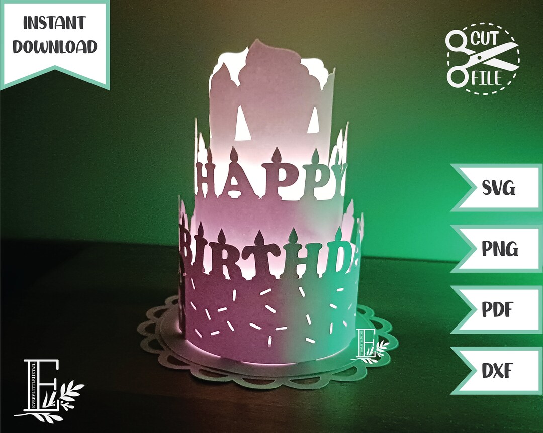 Round Birthday Lantern, Birthday Decoration, Paper Cutting Template ...