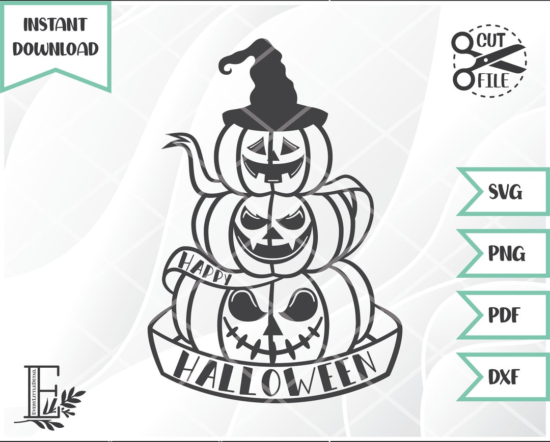 Stacked Jack-o-lanterns Cut File // Halloween Cut File // Svg Png Dxf ...