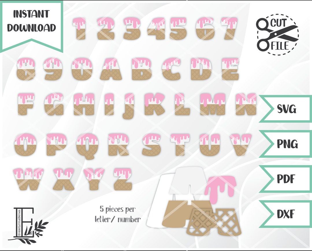 Layered Alphabet, Waffle Letters, Alphabet SVG, Letters Cake Topper ...