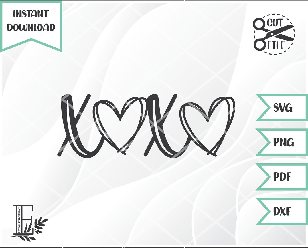 Xoxo Hearts Cut File // Valentine Cut File // Svg Png Dxf Pdf ...
