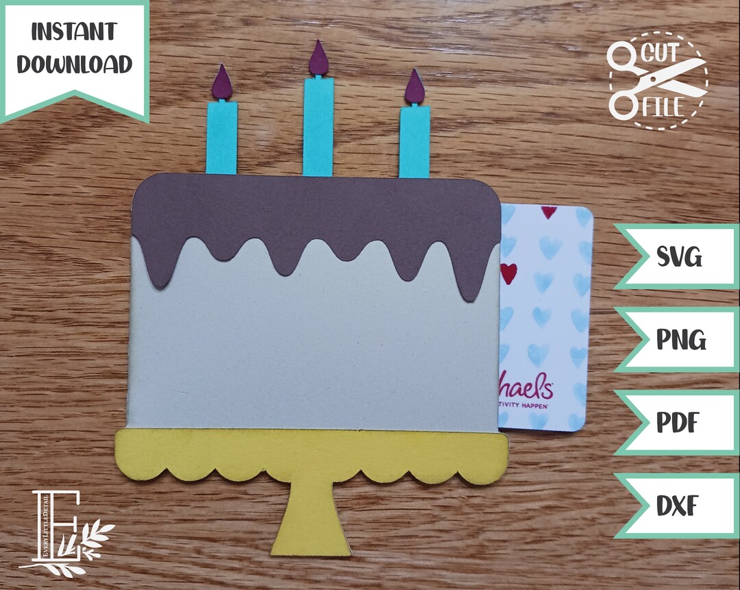 Birthday Cake Gift Card Holder - SVG Digital File - Etsy
