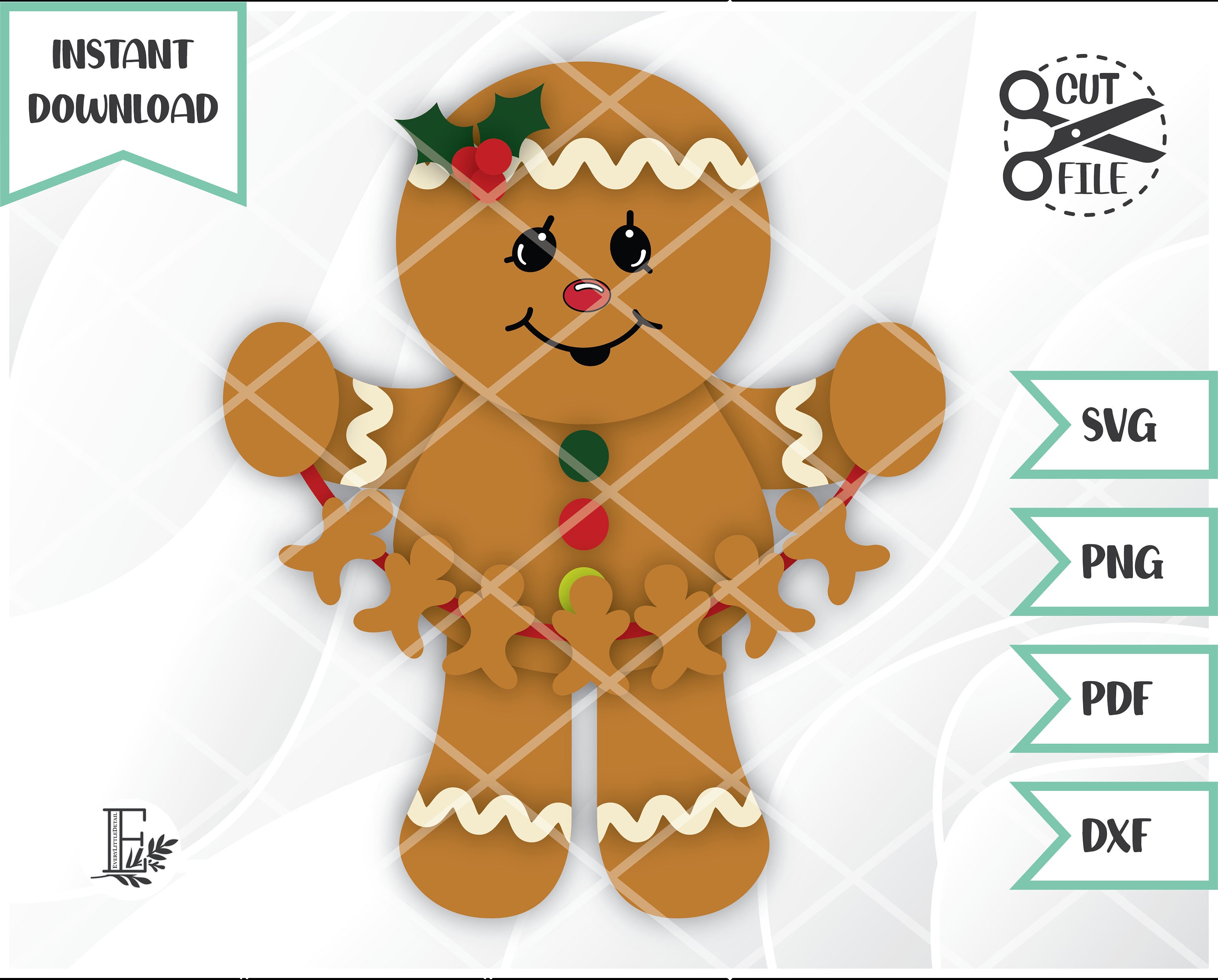 Layered Gingerbread Cut File Svg Files for Cricut Christmas - Etsy