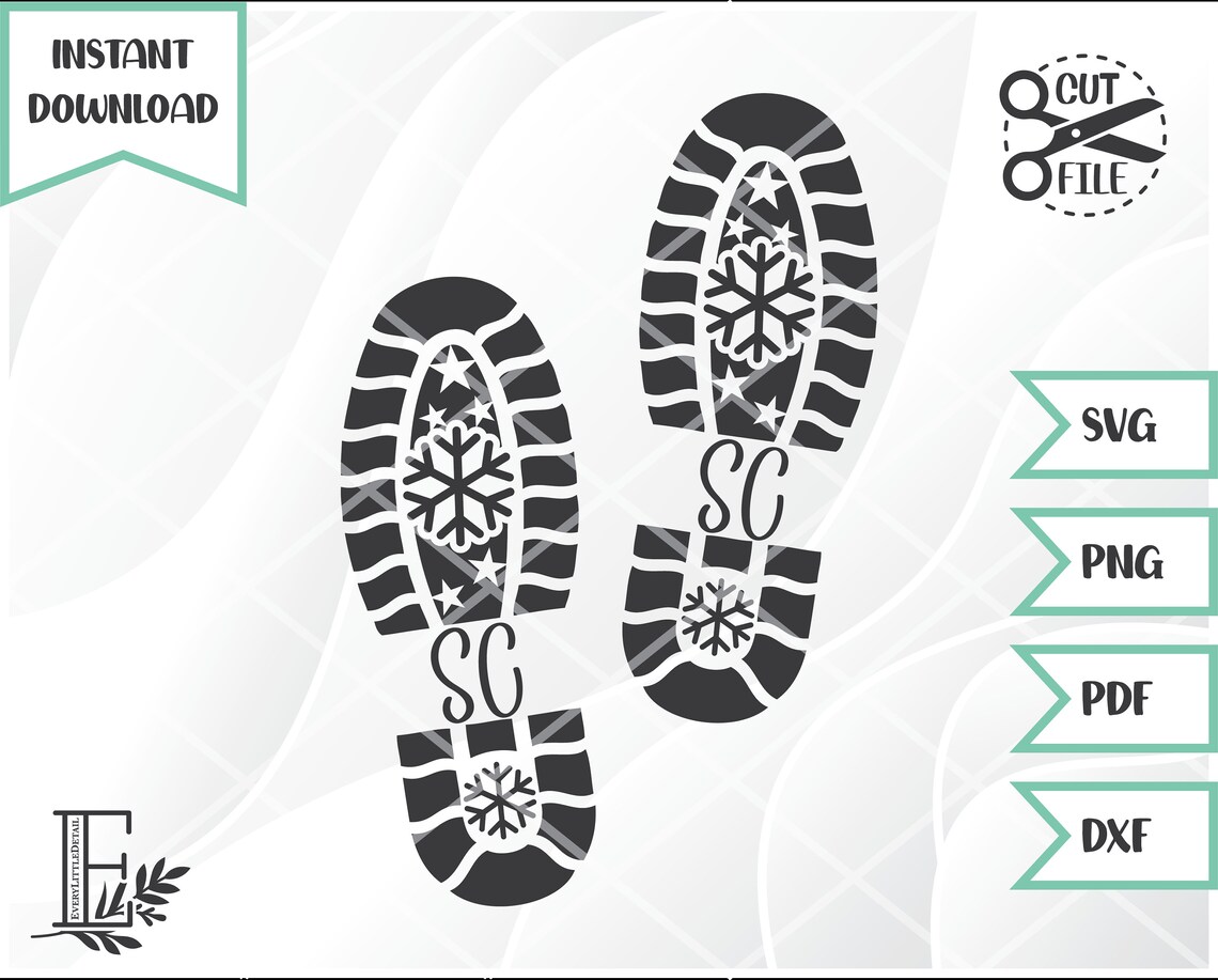 Santa Boot Print Cut File // Santa Stencil // Svg Png Dxf Pdf ...