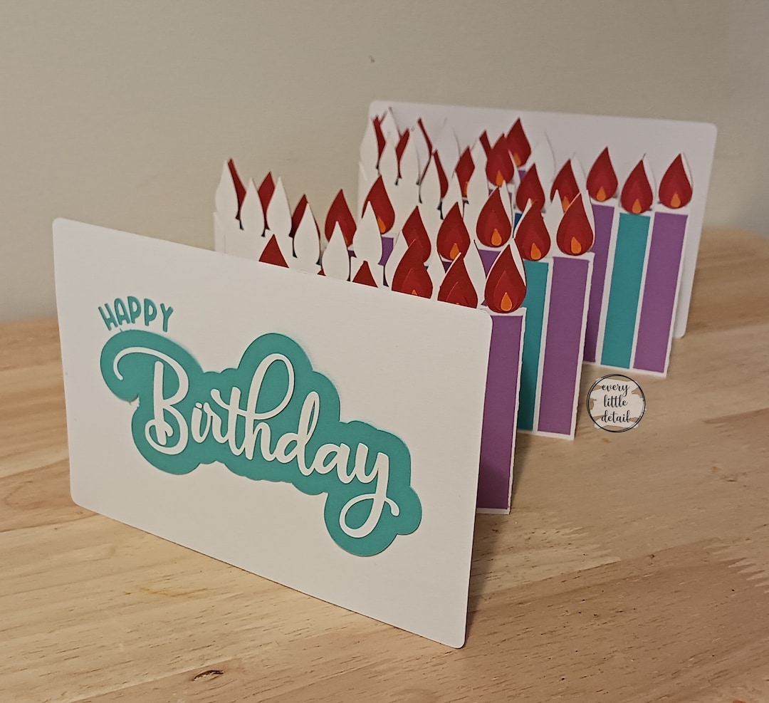 Expanding Candle Birthday Card - SVG Digital File - Etsy