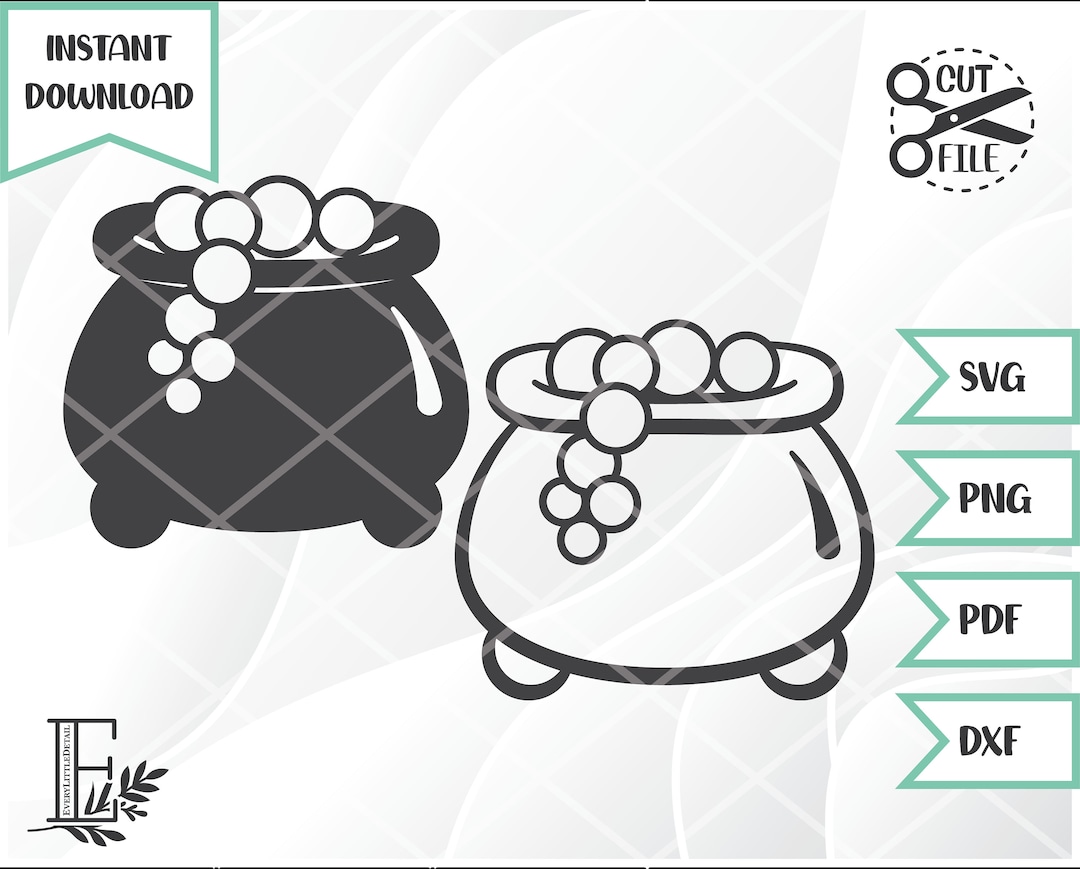 Bubbly Cauldron Cut File // Halloween Cut File // Svg Png Dxf Pdf ...