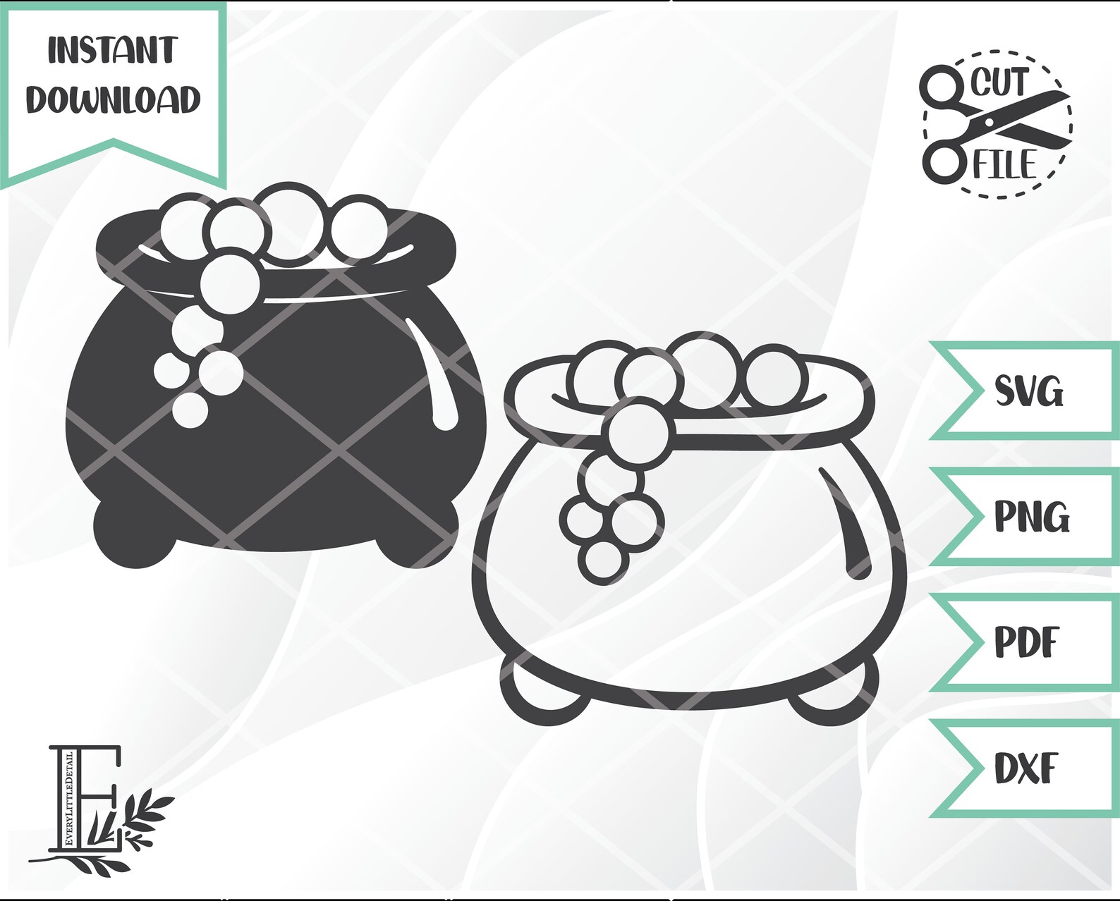 Bubbly Cauldron Cut File // Halloween Cut File // Svg Png Dxf Pdf ...
