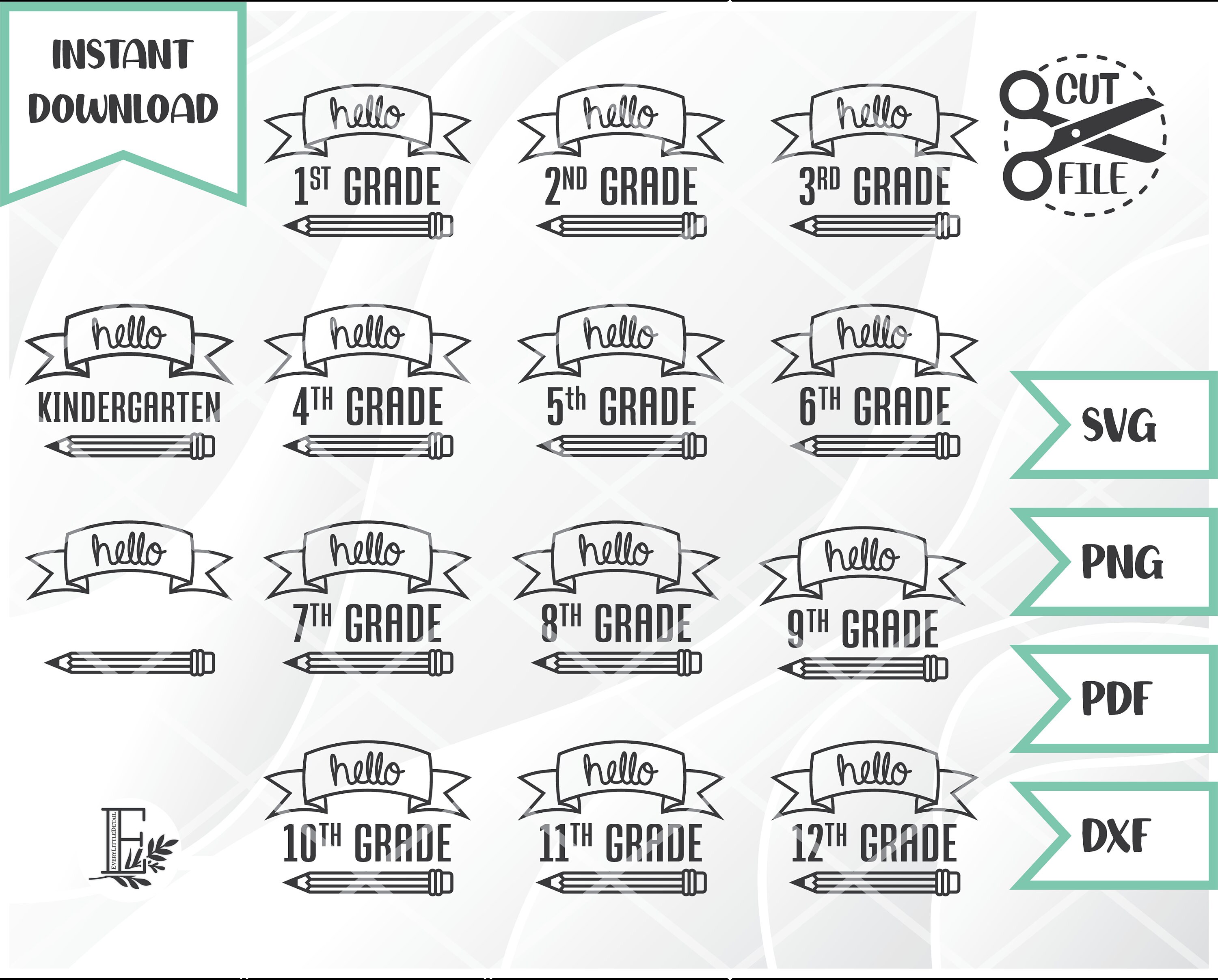 K-12 Grade Cut File // School Cut File // Svg Png Dxf Pdf // - Etsy
