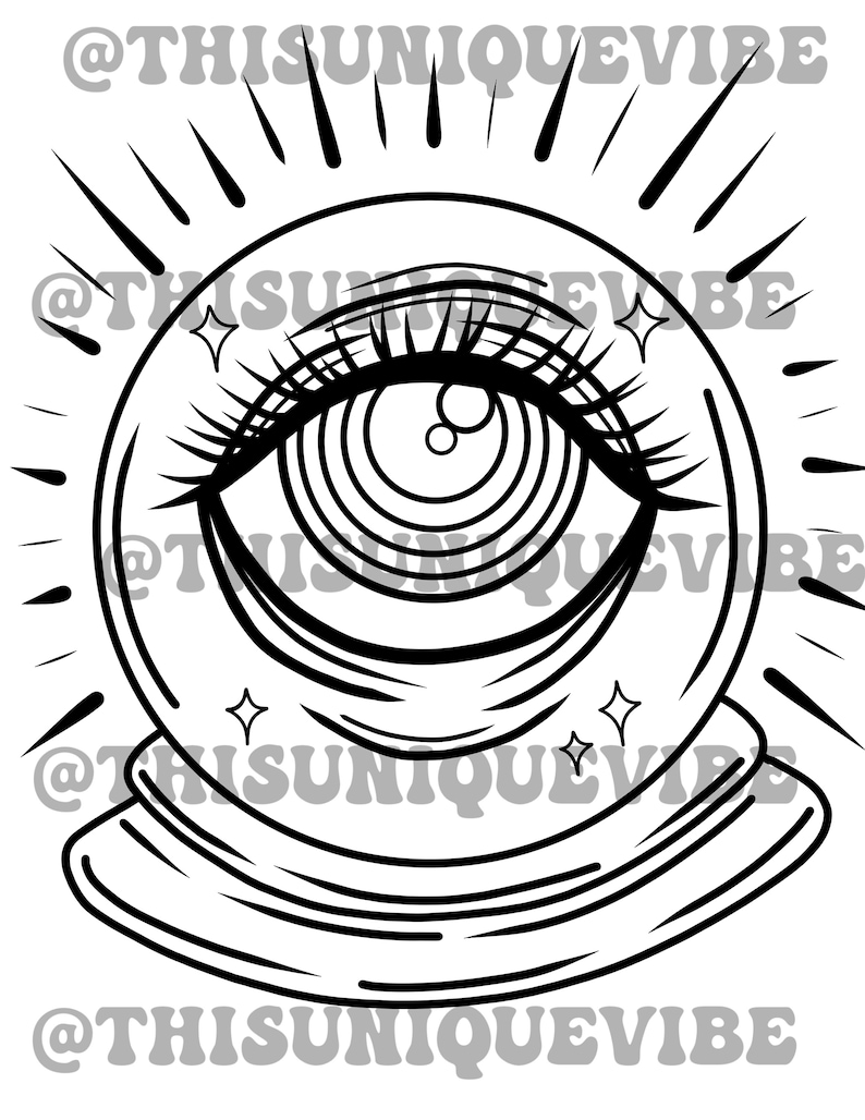 All Seeing Crystal Ball Coloring Page (printable) Adult Coloring Page ...