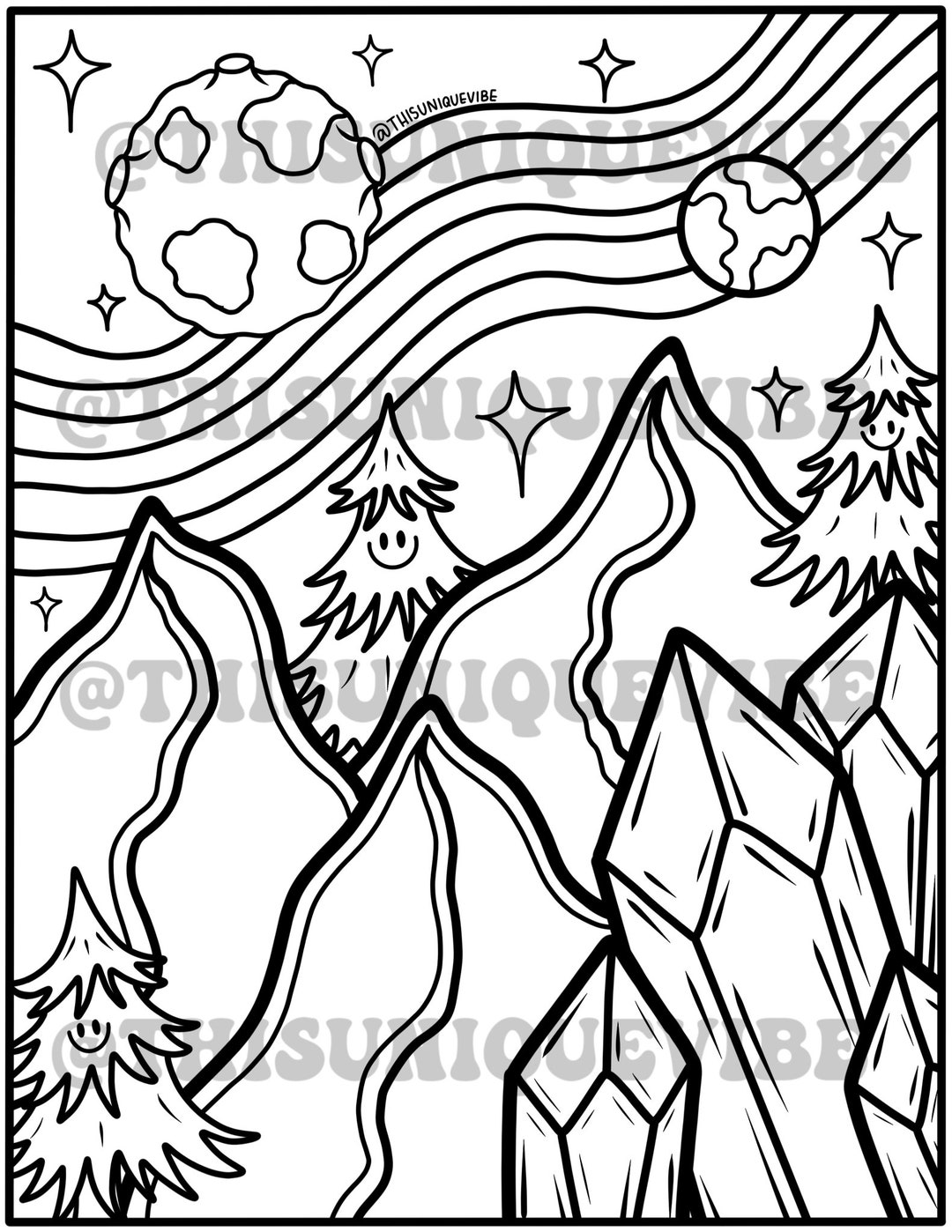 Happy Forest Coloring Page (printable) - Etsy