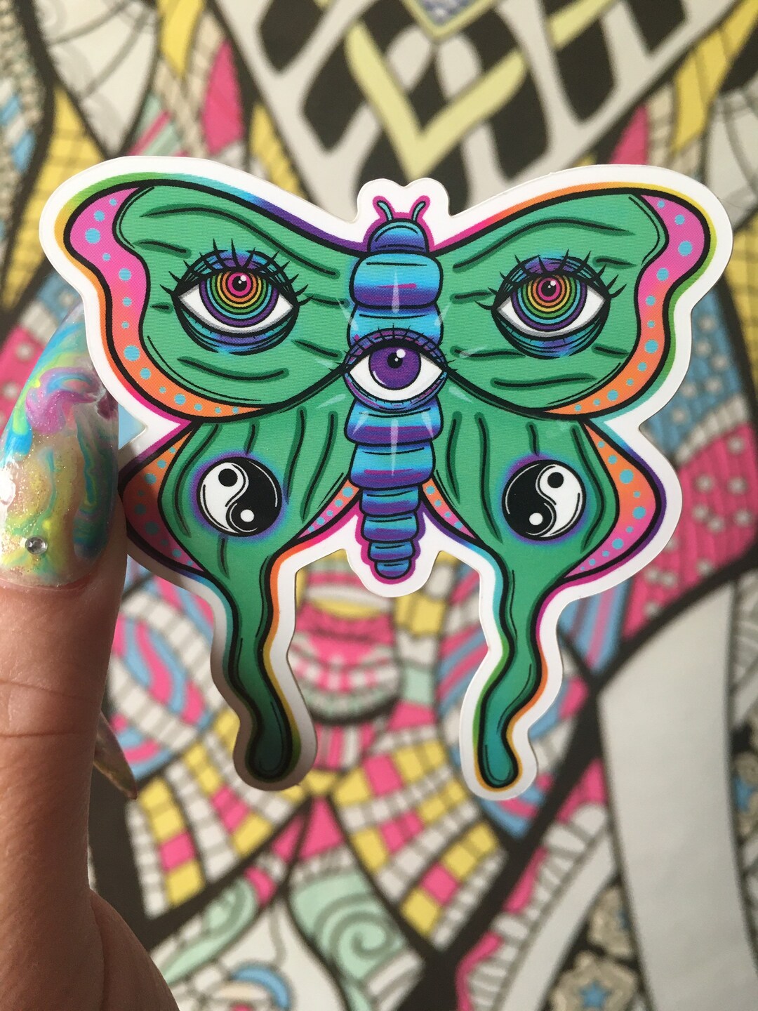 Lunar Mothy Sticker, Vinyl Sticker, Water Bottle Decal, Car Decal, Moth ...