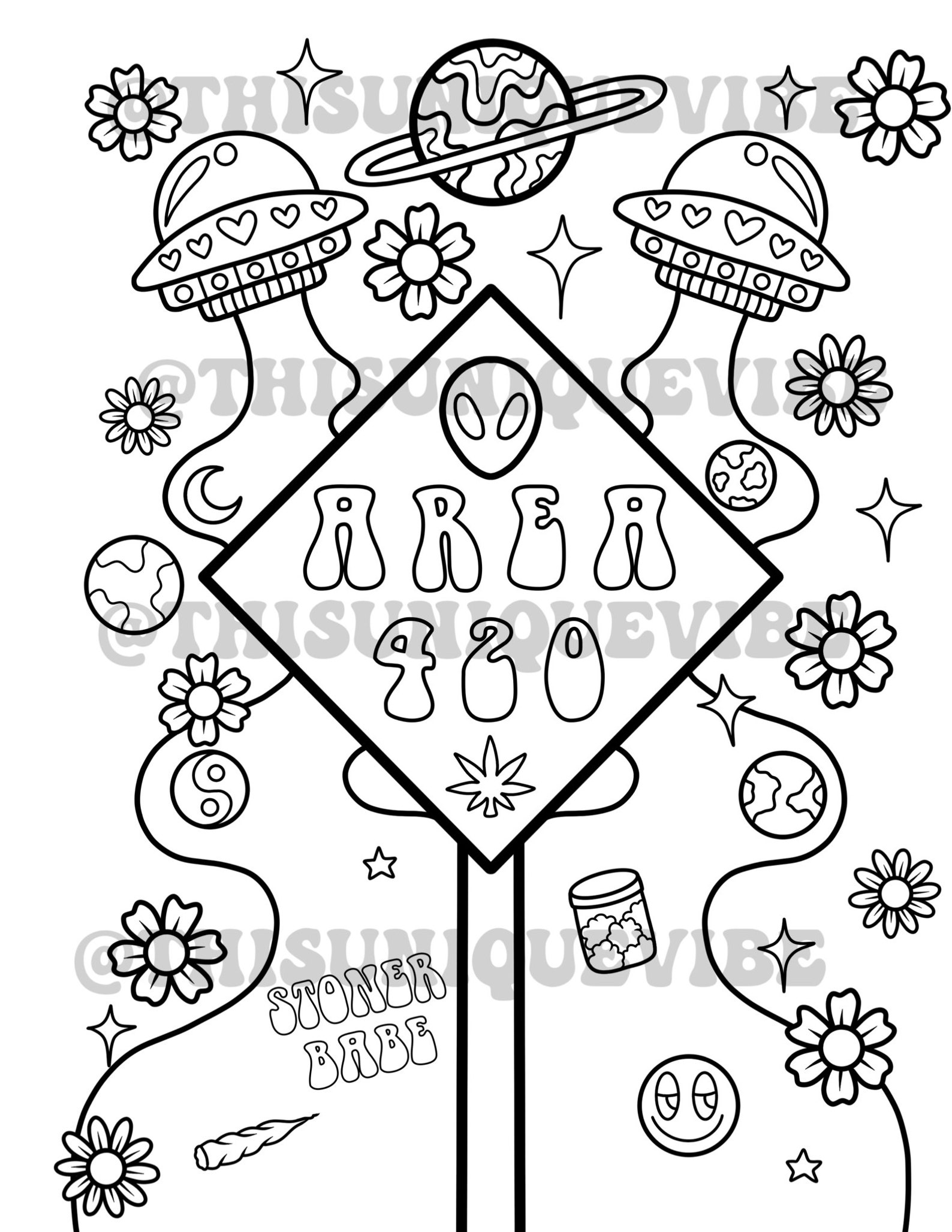 Area 420 Coloring Page (printable) - Etsy